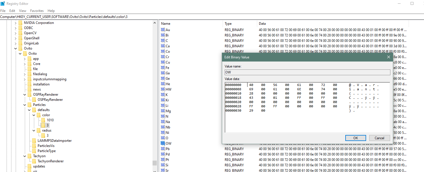Changing colors of particle types – Forum – OVITO – Open Visualization Tool