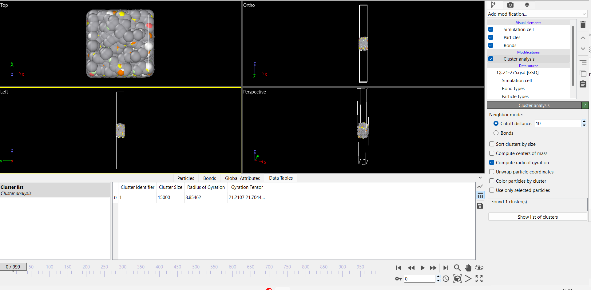 Exporting data table values of radius of gyration – Forum – OVITO ...