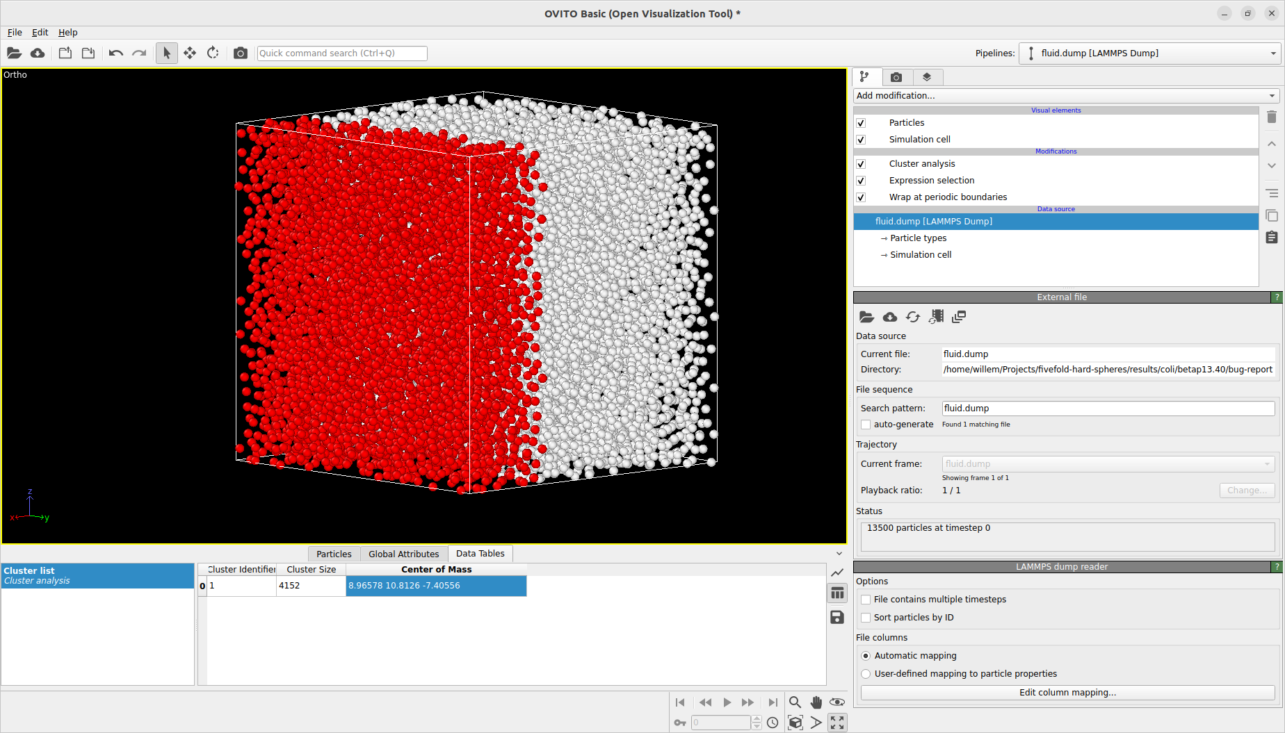 Bug report: center of mass of clusters with GSD files – Forum – OVITO ...