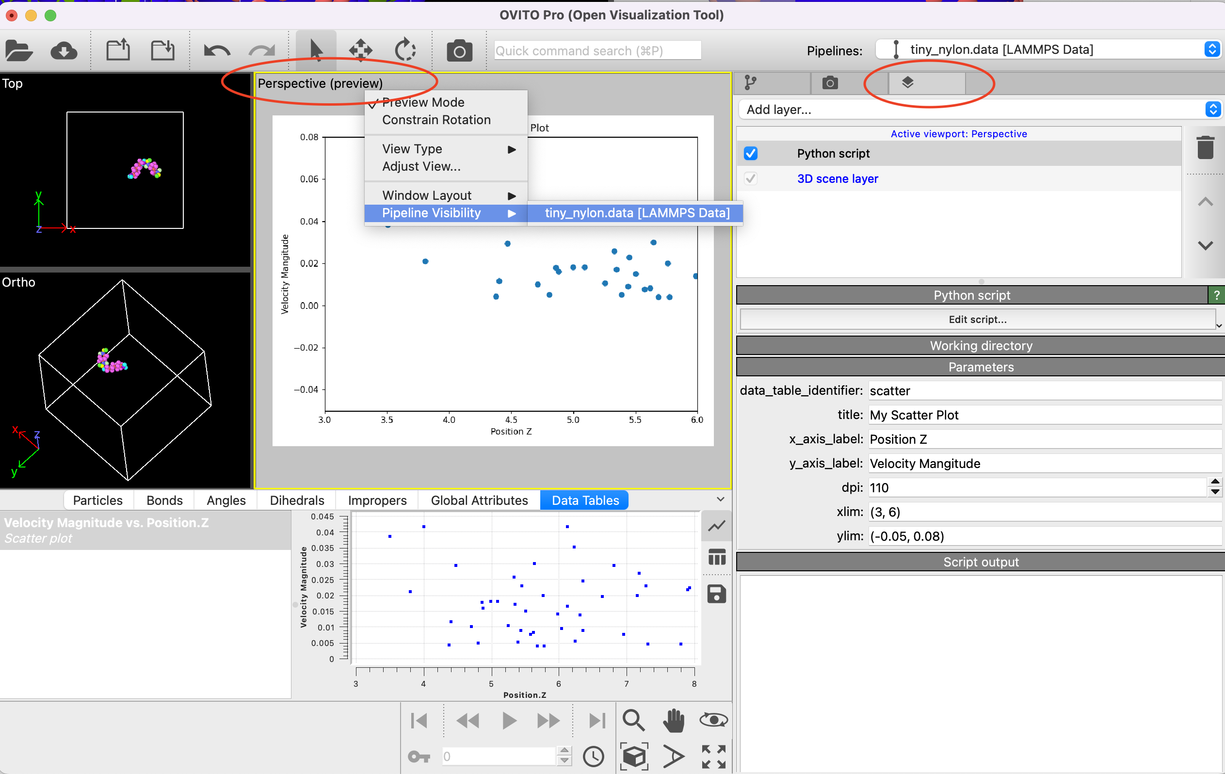 time series: video of histogram or scatter plot figure – Forum – OVITO – Open Visualization Tool