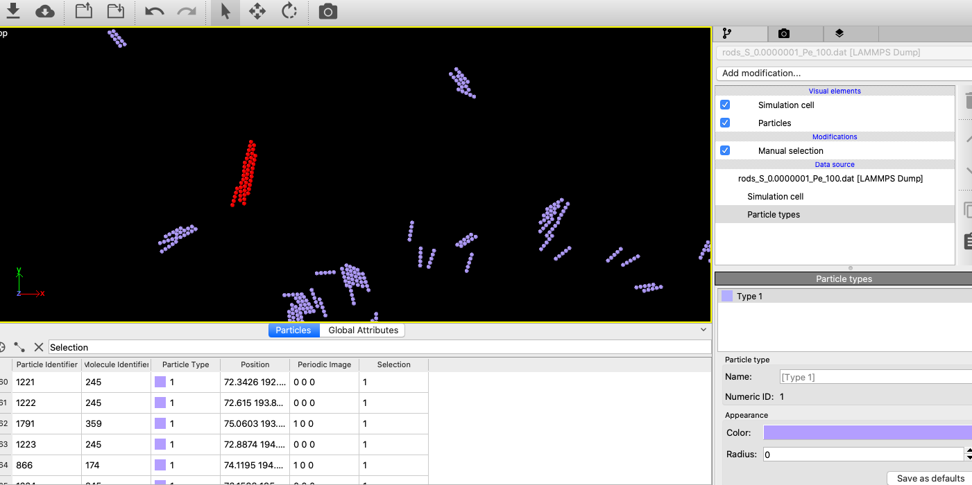 Position of manually selected particles – Forum – OVITO – Open Visualization Tool
